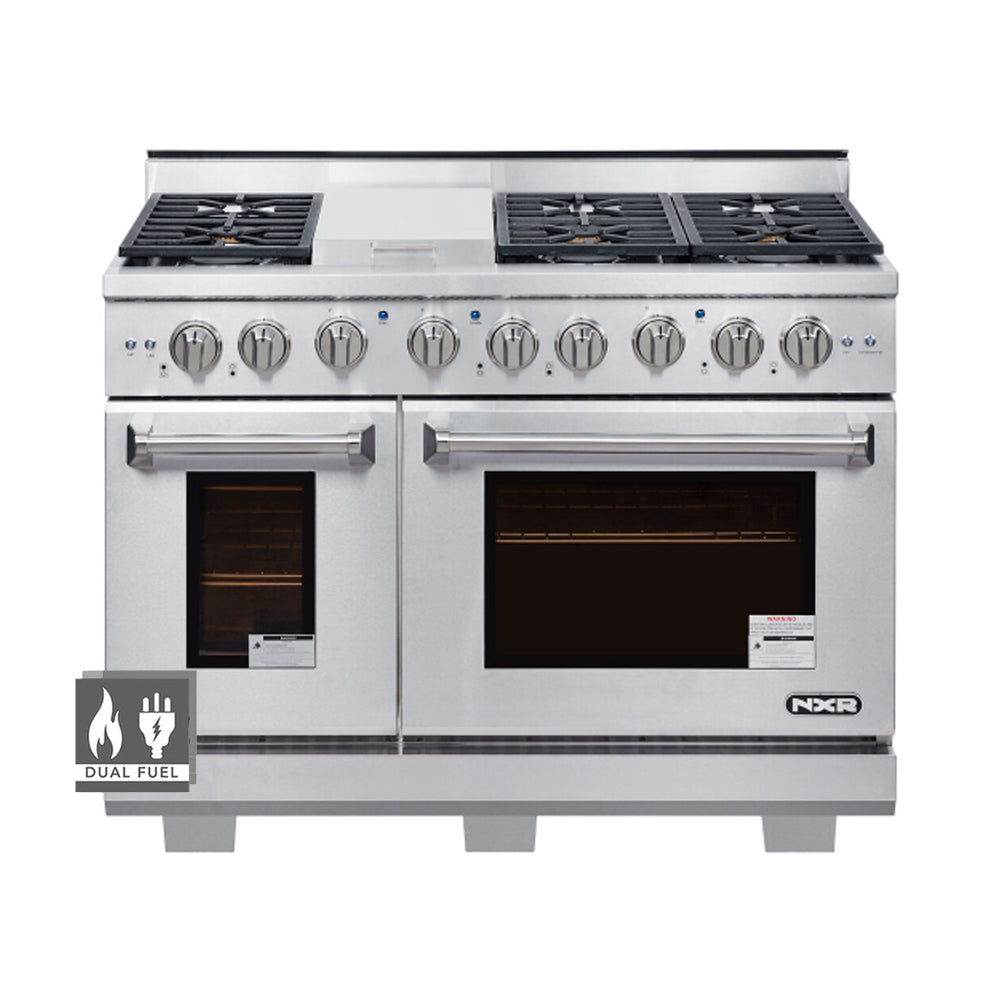 48 Inch Professional Dual Fuel Range with 6 German Tower Burners, 7.2 ...